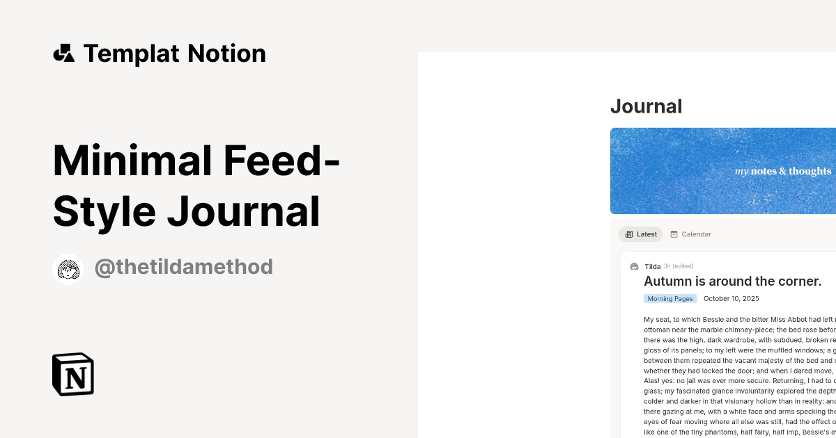 Minimal Feed-Style Journal Templat oleh The Tilda Method | Notion ...