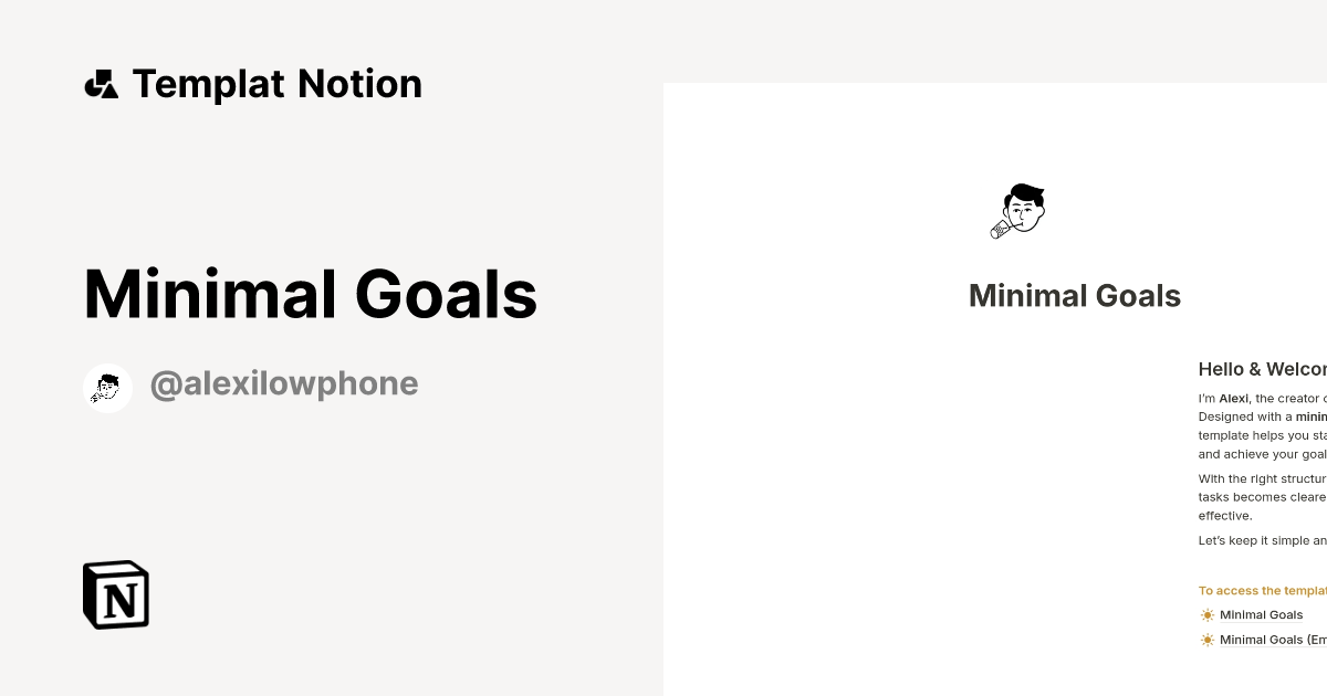 Templat Minimal Goals | Notion Marketplace