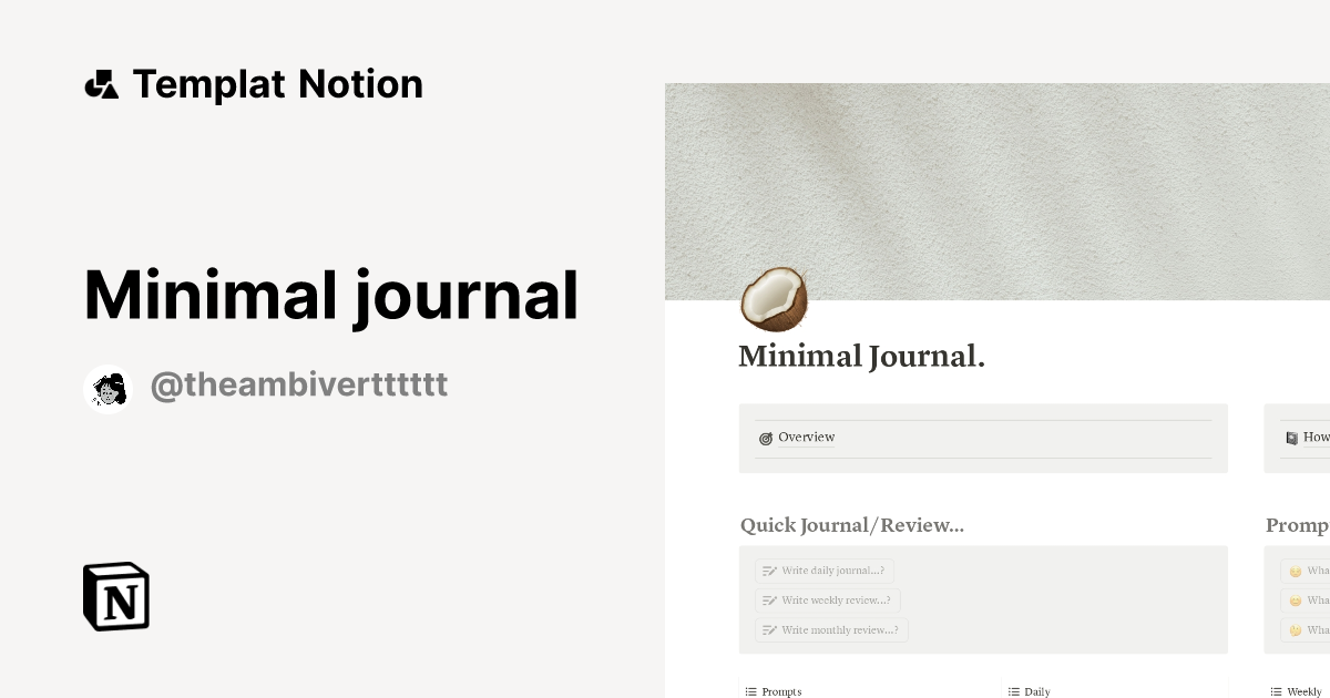 Templat Minimal journal | Notion Marketplace