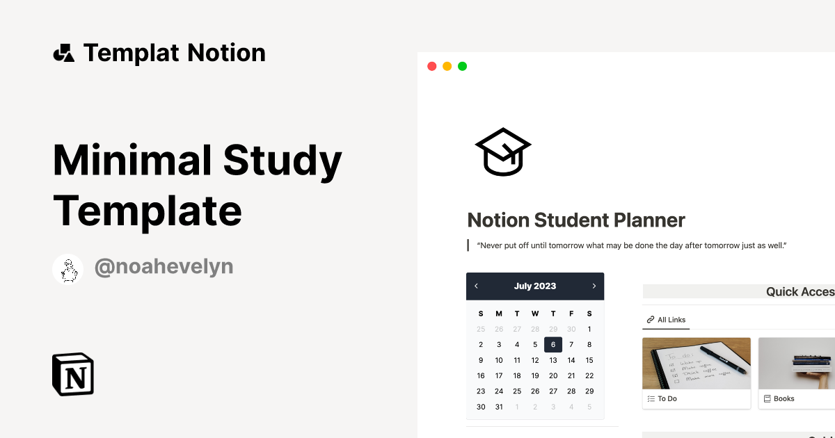 Templat Minimal Study Template | Notion Marketplace