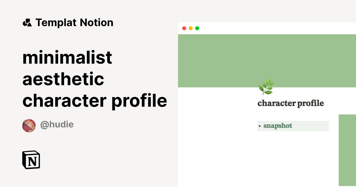 Templat minimalist aesthetic character profile | Notion Marketplace