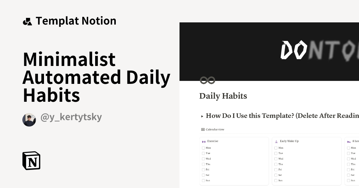 Templat Minimalist Automated Daily Habits | Notion Marketplace