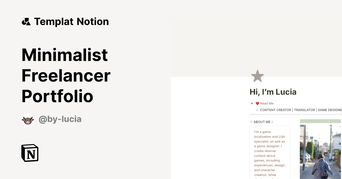 Minimalist Freelancer Portfolio Templat oleh Luminouspark | Notion ...