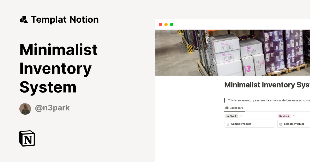 Templat Minimalist Inventory System | Notion Marketplace