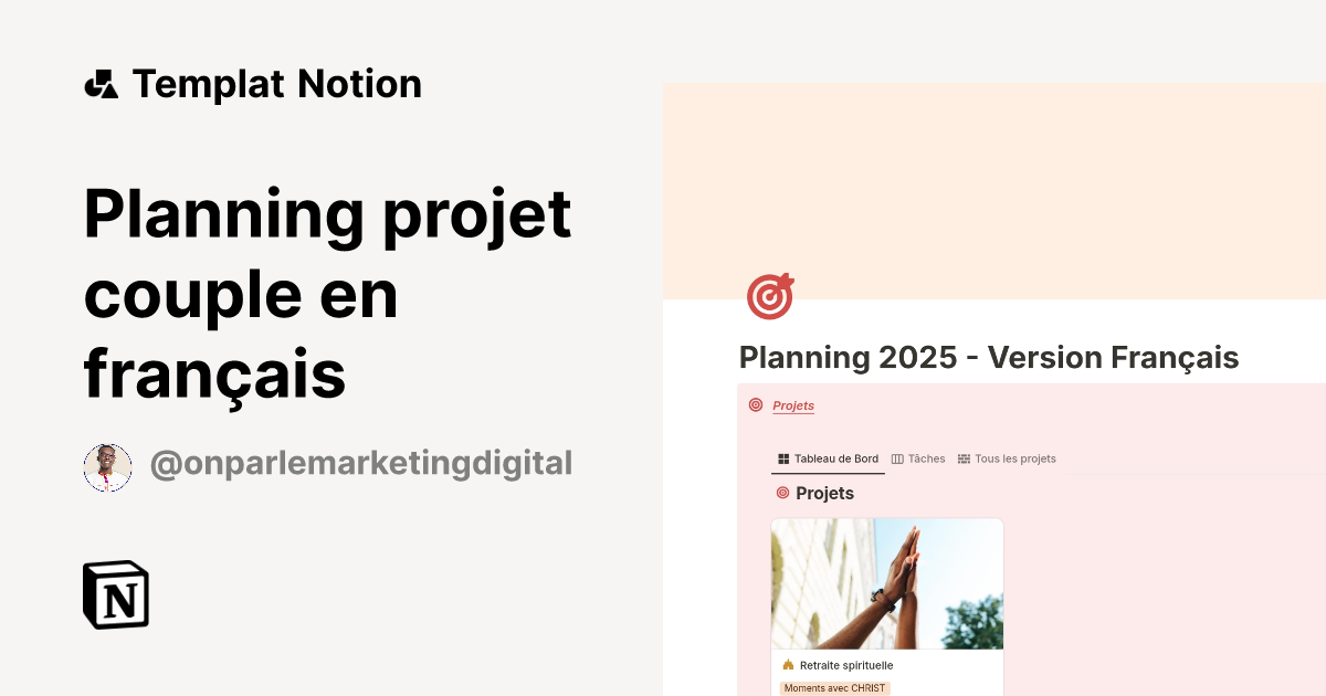 Templat Planning projet couple en français | Notion Marketplace