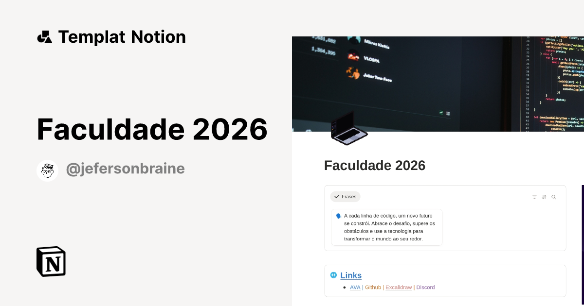 Templat Faculdade 2025 | Notion Marketplace