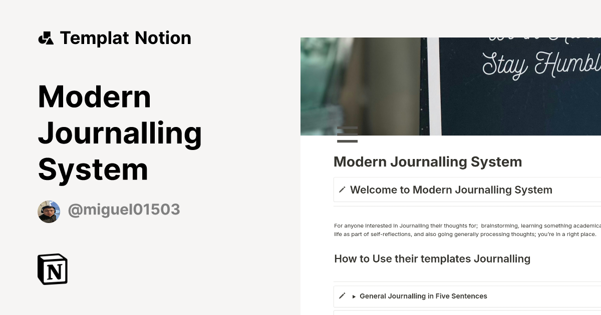 Templat Modern Journalling System | Notion Marketplace