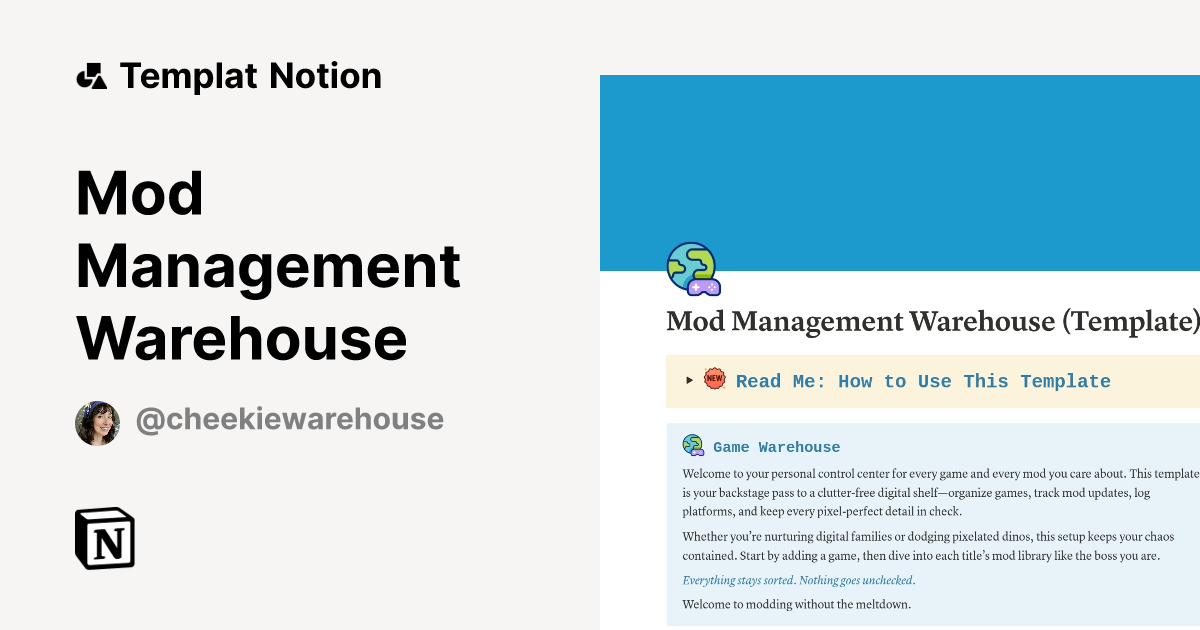 Mod Management Warehouse Templat oleh Cheekie Warehouse | Notion ...
