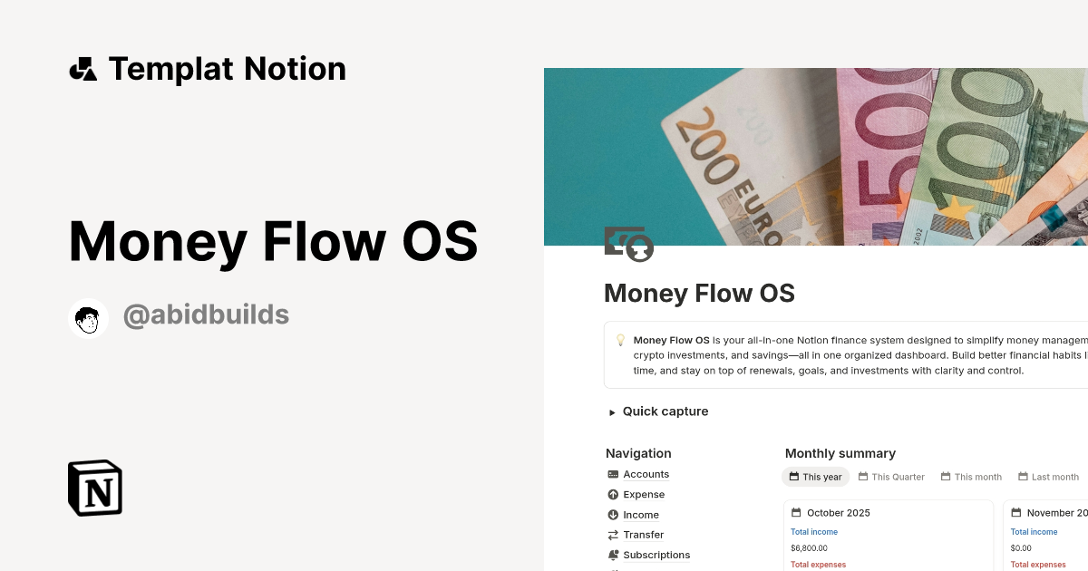 Templat Money Flow OS | Notion Marketplace