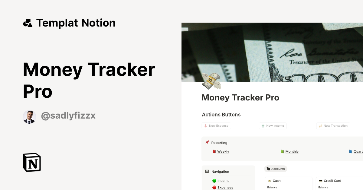 Templat Money Tracker Pro | Notion Marketplace