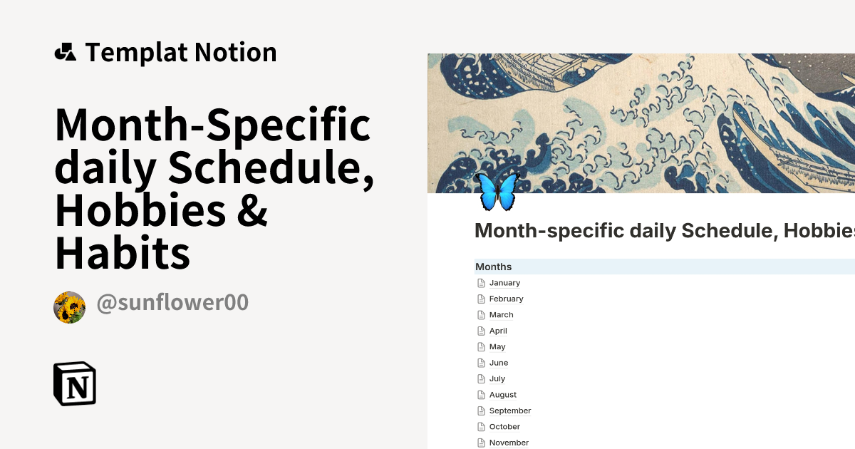 Templat Month-Specific daily Schedule, Hobbies & Habits | Notion ...