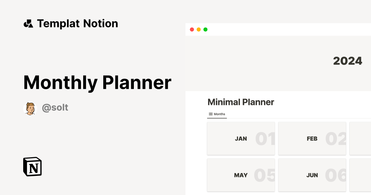 Templat Monthly Planner | Notion Marketplace