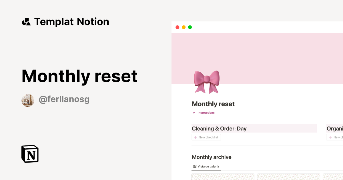 Templat Monthly reset | Notion Marketplace