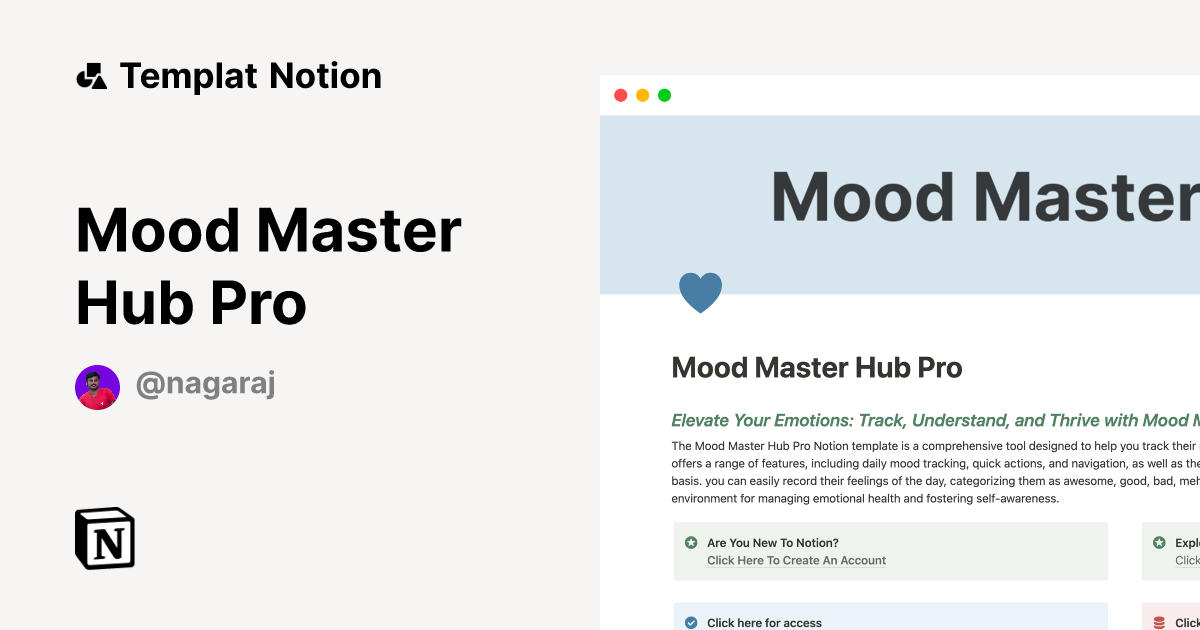 Templat Mood Master Hub Pro | Notion Marketplace