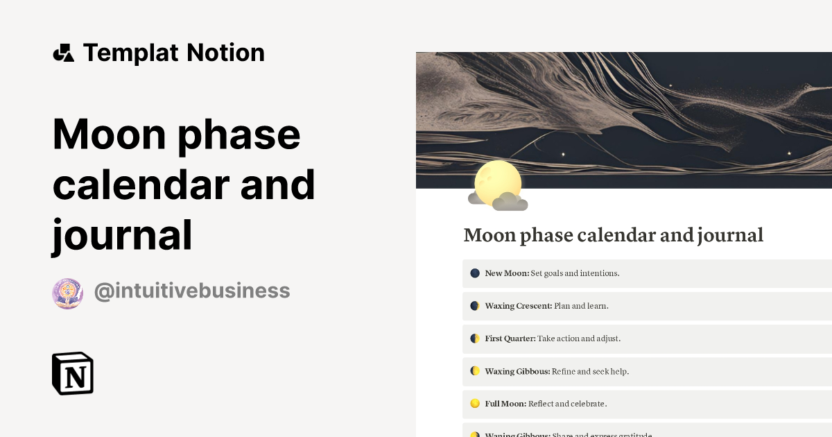 Moon phase calendar and journal Templat oleh Intuitive Business ...