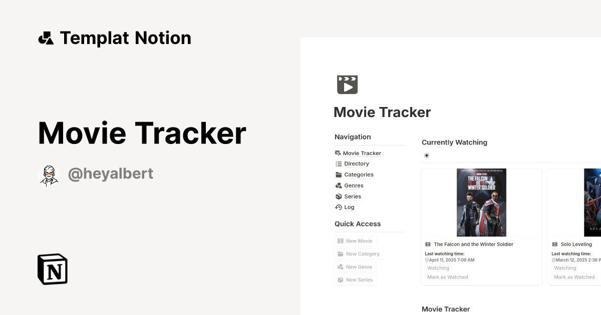 Templat Movie Tracker | Notion Marketplace