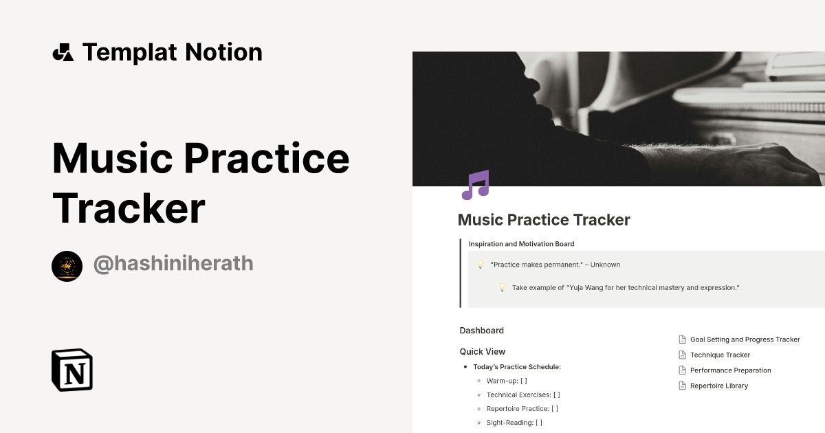 Templat Music Practice Tracker | Notion Marketplace
