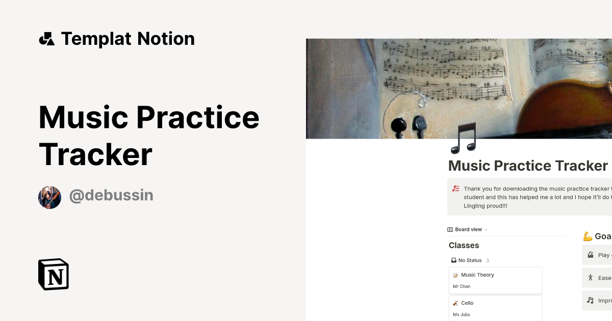Templat Music Practice Tracker | Notion Marketplace