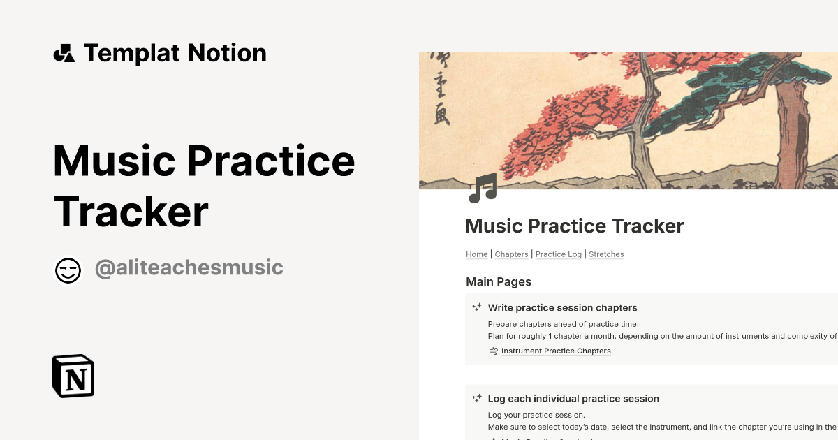 Music Practice Tracker Templat oleh ali a. | Notion Marketplace
