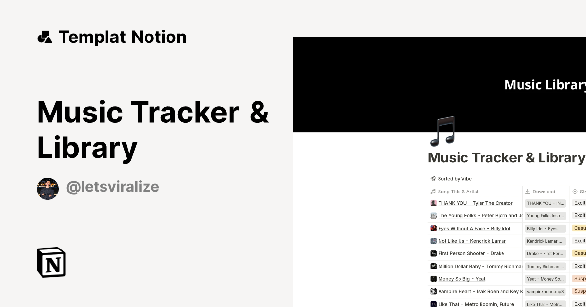 Templat Music Tracker & Library | Notion Marketplace