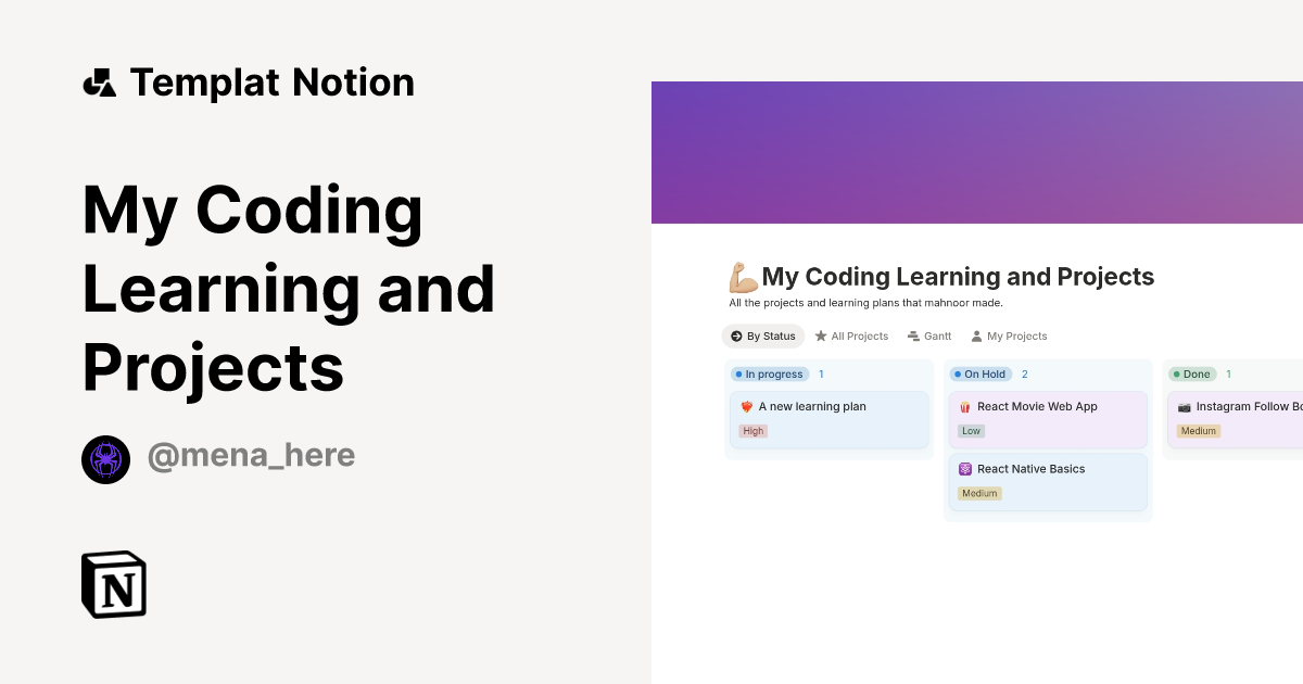 Templat My Coding Learning and Projects | Notion Marketplace