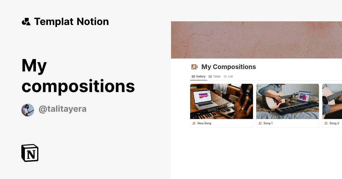 My compositions Templat oleh Talita Yera | Notion Marketplace