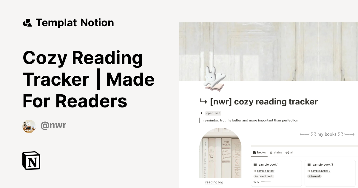 Cozy Reading Tracker | Made For Readers Templat oleh nwr | Notion ...