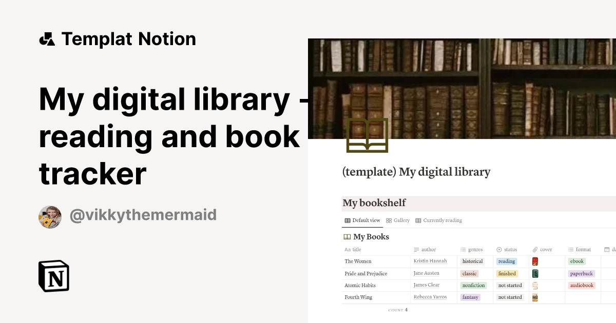 Templat My digital library - reading and book tracker | Notion Marketplace