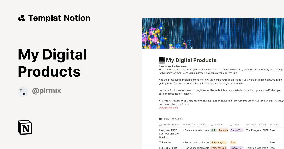 Templat My Digital Products | Notion Marketplace