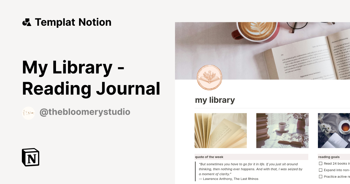 My Library - Reading Journal Templat oleh The Bloomery Studio | Notion ...