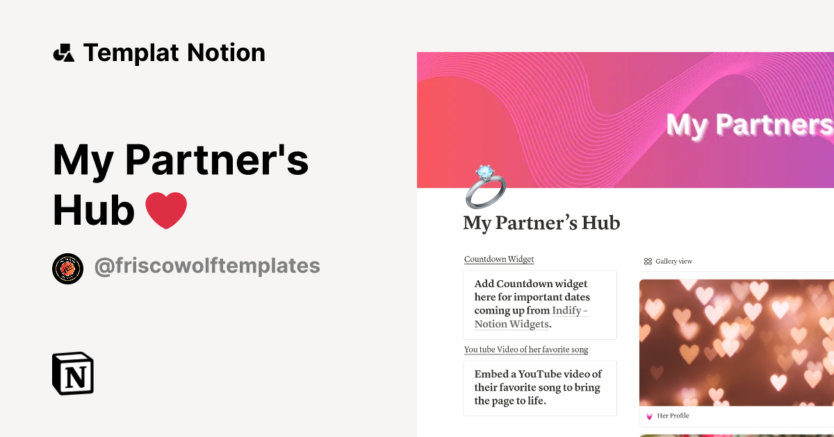 My Partner's Hub ️ Templat oleh Frisco Wolf Templates | Notion Marketplace