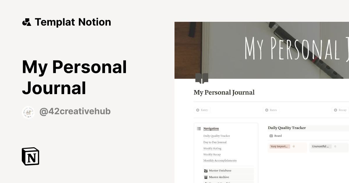 Templat My Personal Journal | Notion Marketplace
