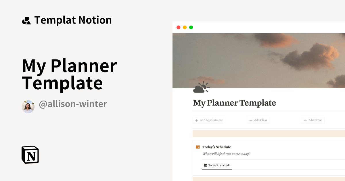 My Planner Template Templat oleh Allison Winter | Notion Marketplace
