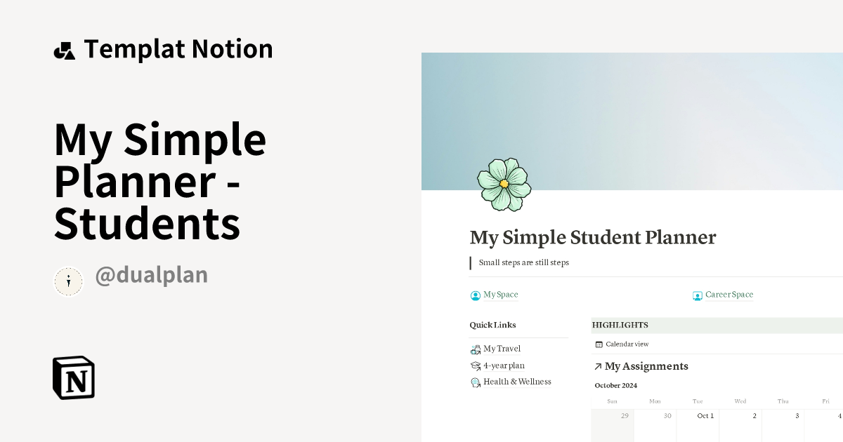 Templat My Simple Planner - Students | Notion Marketplace