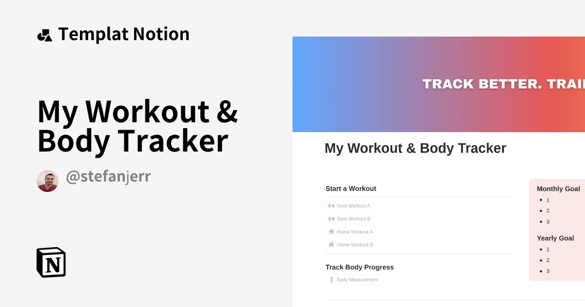 Templat My Workout & Body Tracker | Notion Marketplace
