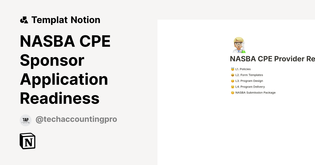 NASBA CPE Sponsor Application Readiness Templat oleh TechAccountingPro ...
