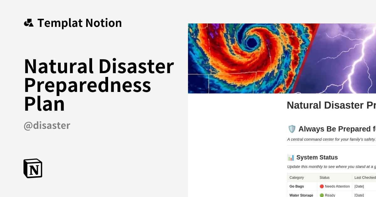 Templat Natural Disaster Preparedness Plan | Notion Marketplace