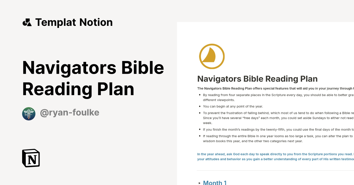 Templat Navigators Bible Reading Plan | Notion Marketplace