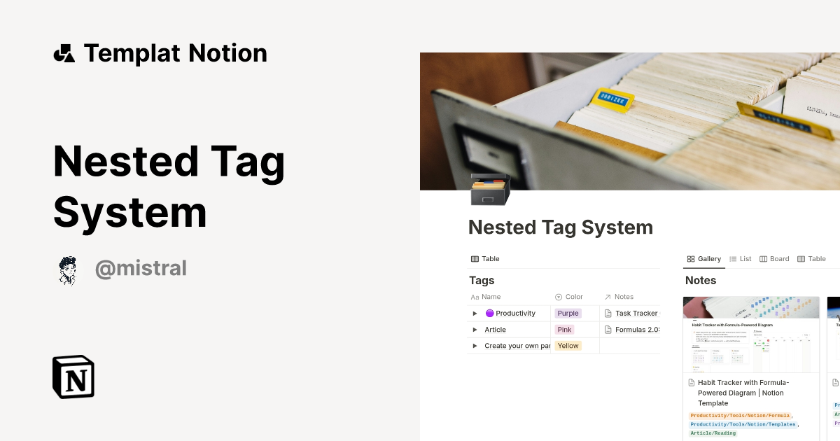 Nested Tag System Templat oleh Mistral | Notion Marketplace