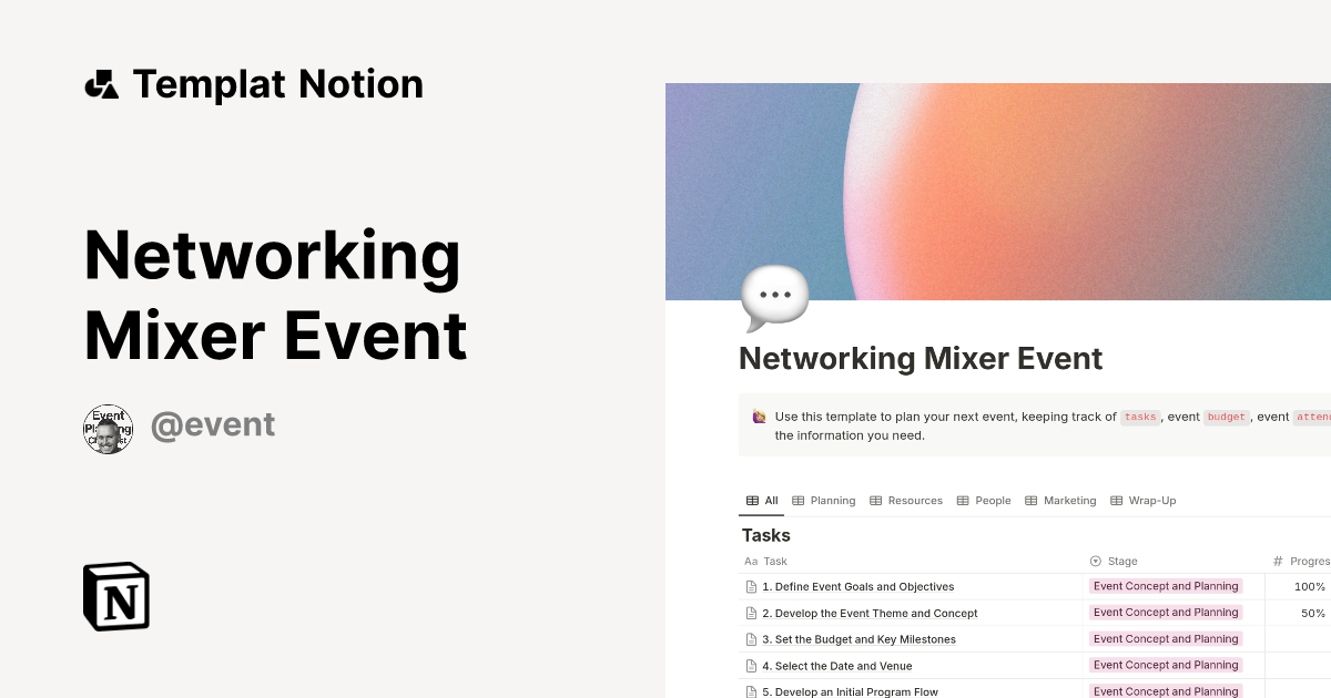 Templat Networking Mixer Event | Notion Marketplace