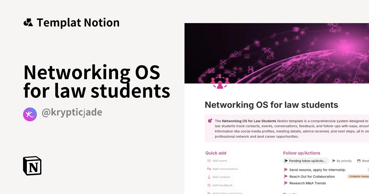 Templat Networking OS for law students | Notion Marketplace