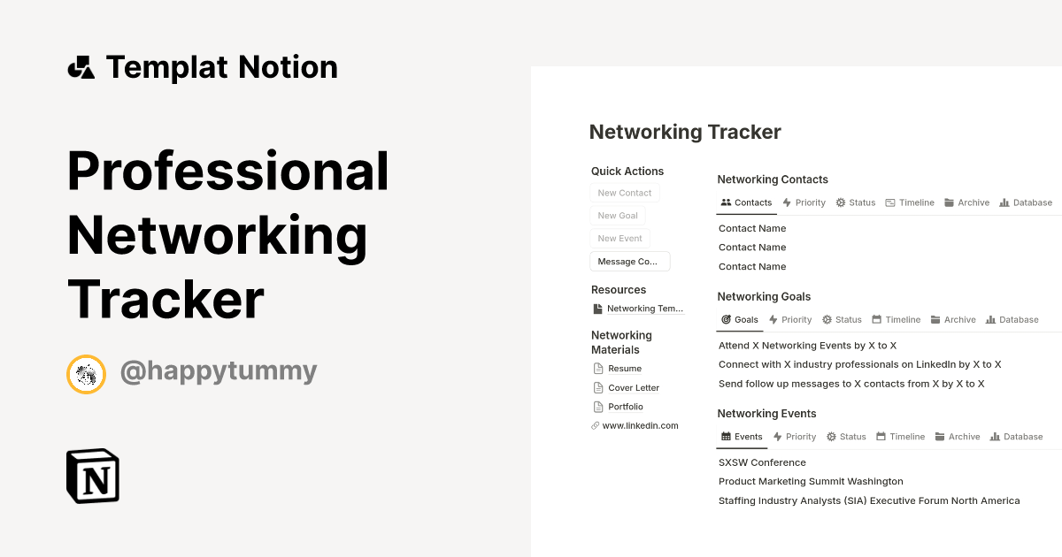 Templat Professional Networking Tracker | Notion Marketplace