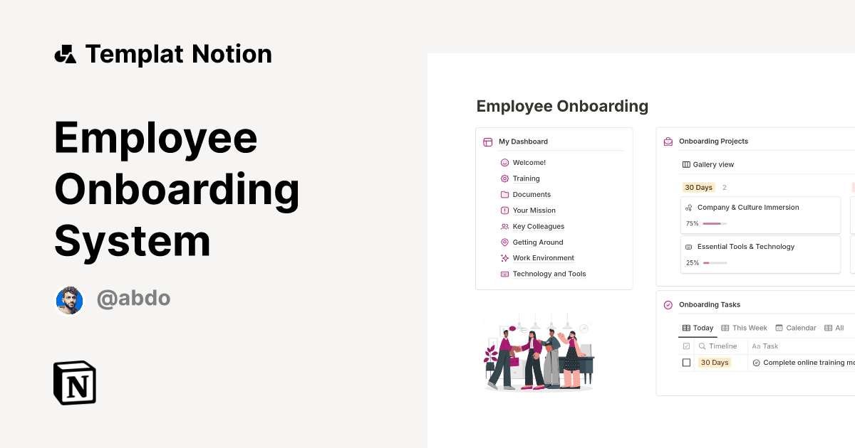 Employee Onboarding System Templat oleh Abdo Karmalla | Notion Marketplace