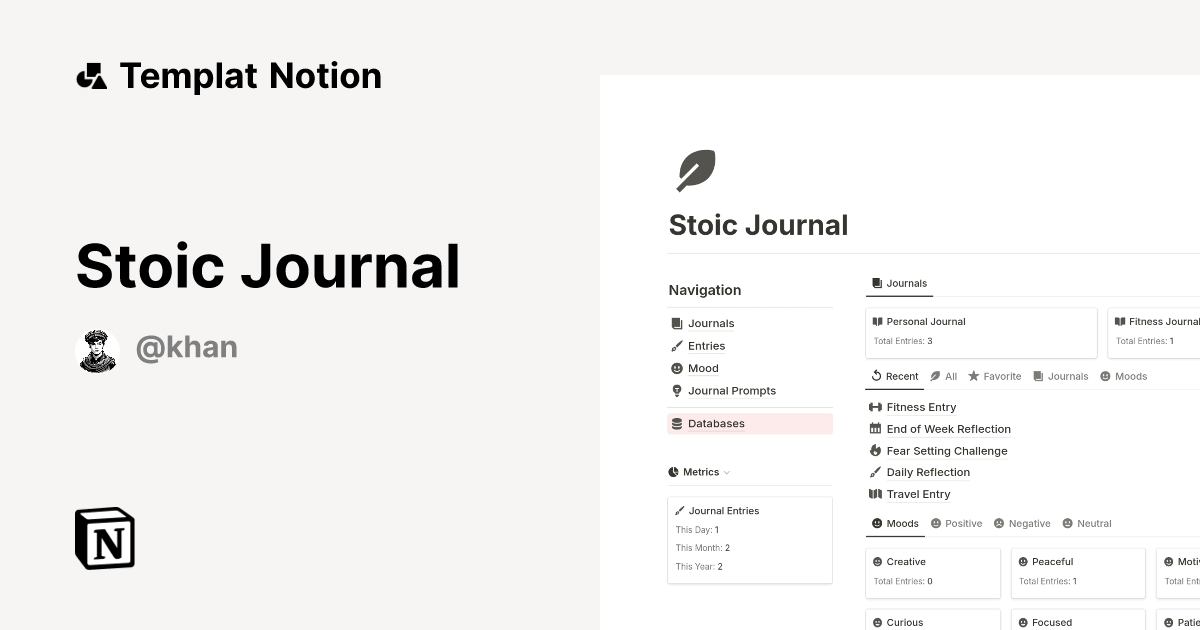 Templat Stoic Journal | Notion Marketplace