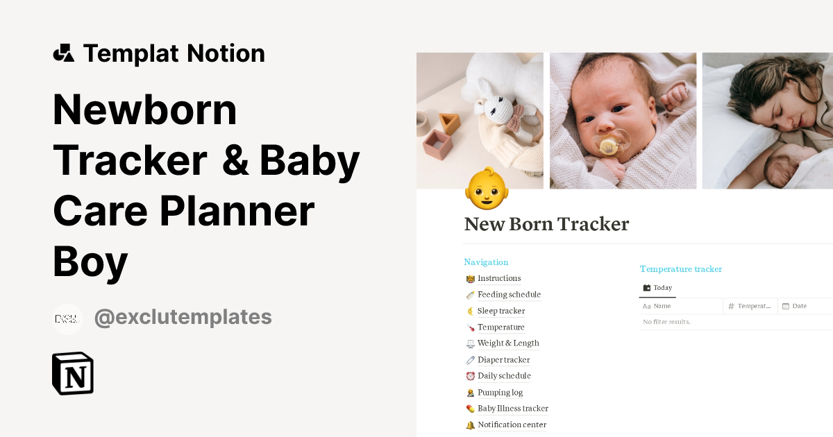 Newborn Tracker & Baby Care Planner Boy Templat oleh Exclutemplates ...