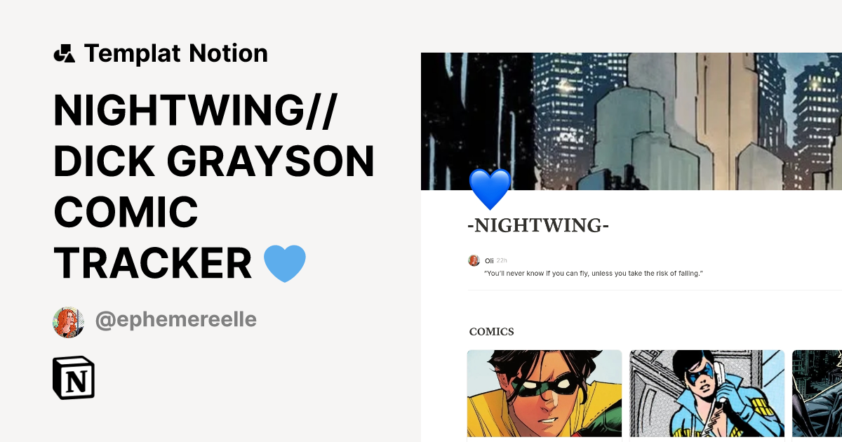Templat NIGHTWING// DICK GRAYSON COMIC TRACKER 💙 | Notion Marketplace