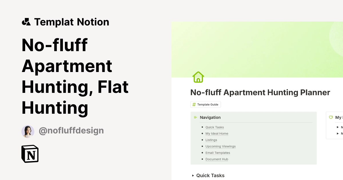 Templat No-fluff Apartment Hunting, Flat Hunting | Notion Marketplace