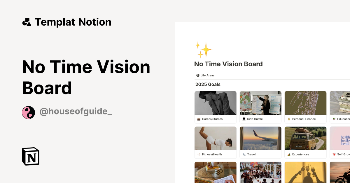 No Time Vision Board Templat oleh House of Guide | Notion Marketplace