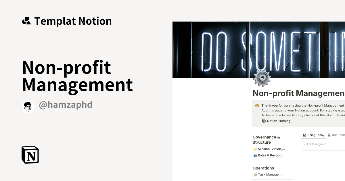 Non-profit Management Templat oleh Hamza | Notion Marketplace