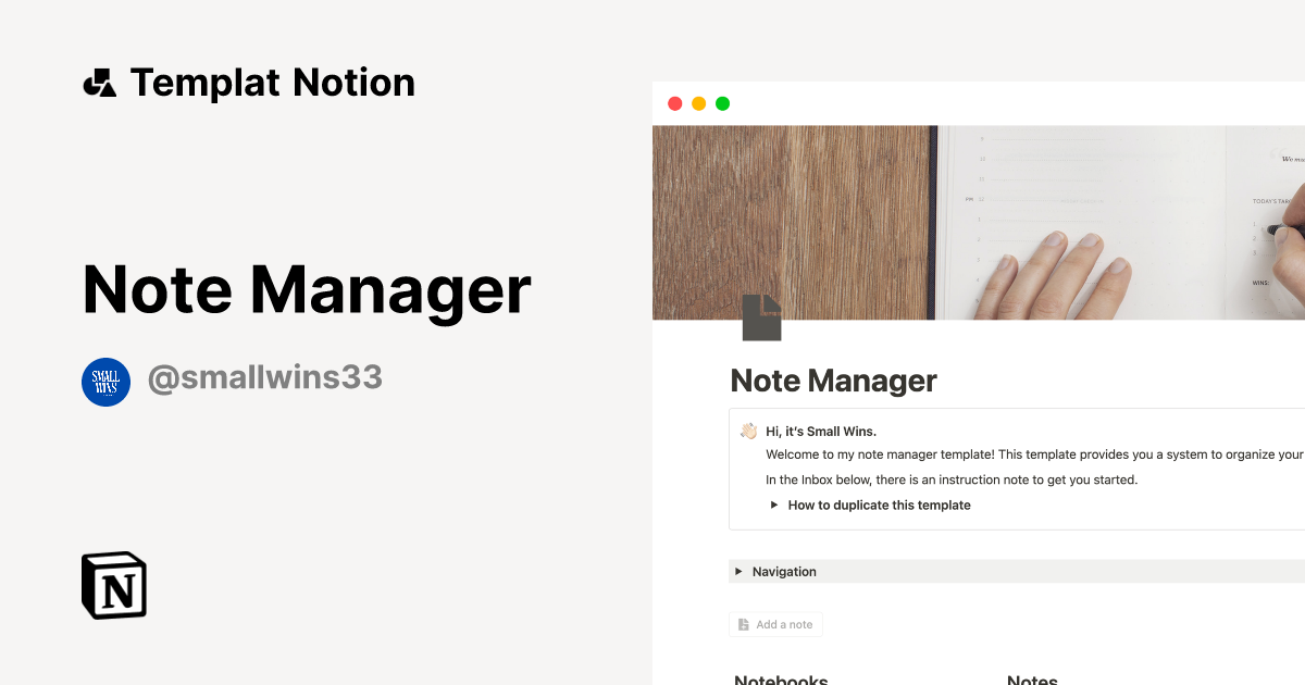 Templat Note Manager | Notion Marketplace
